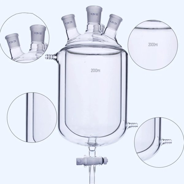 Reaction bottle borosilicate lab glassware with discharge valve