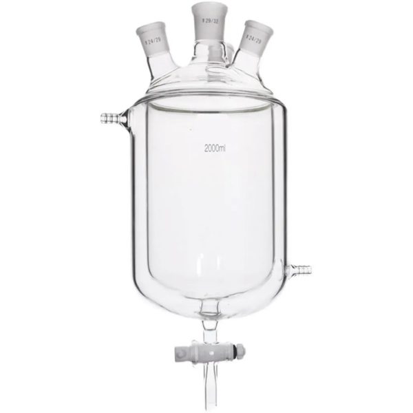 Reaction bottle borosilicate lab glassware with discharge valve