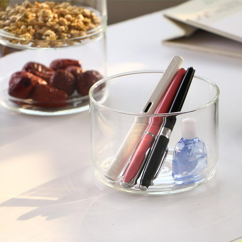 Stackable transparent high borosilicate glass container